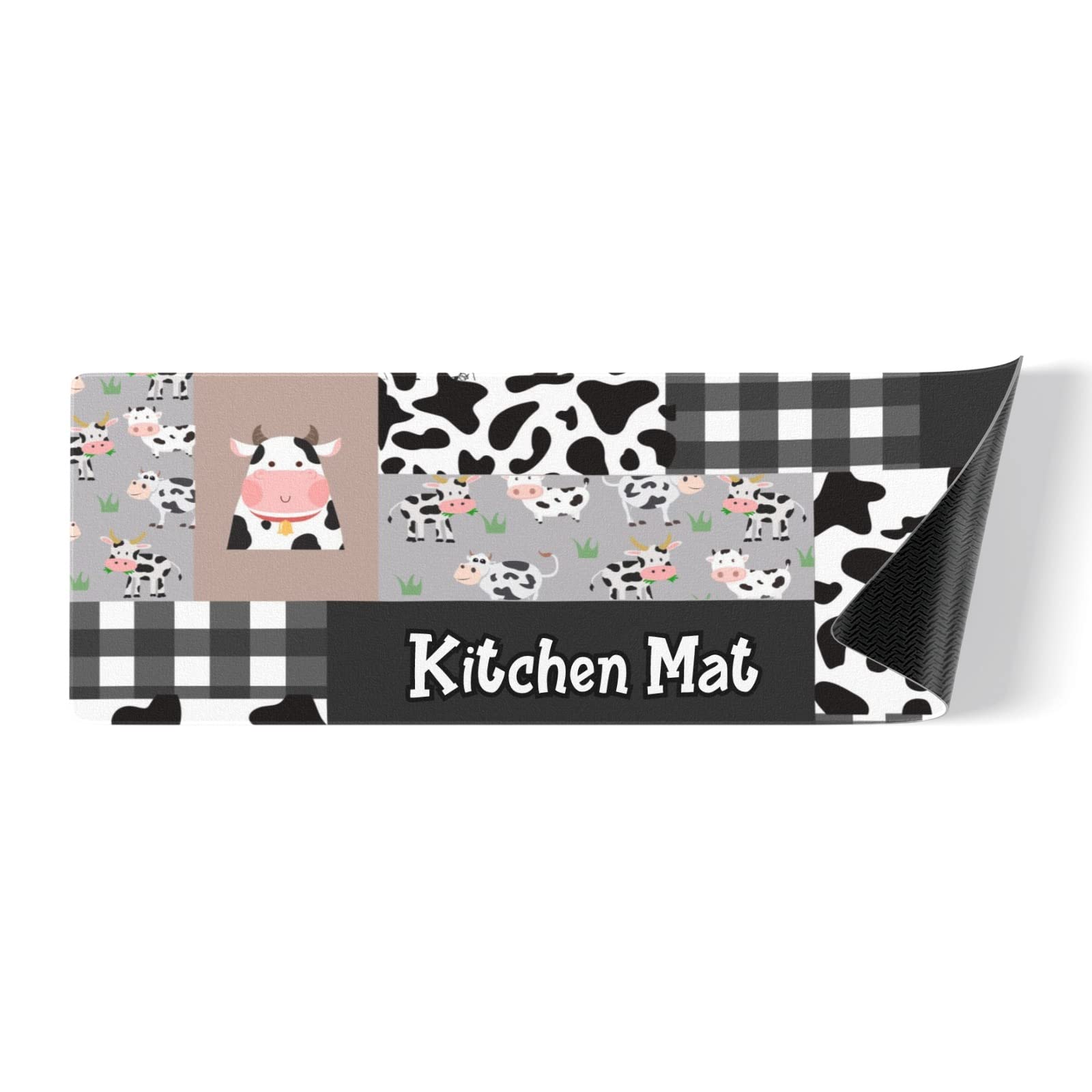 Farm Cow Cute Sweet Personalized Kitchen Mat Rug,Custom Floor Door Mat Anti-Slip Rugs for Kitchen,Bathroom,Laundry,48x17Inch