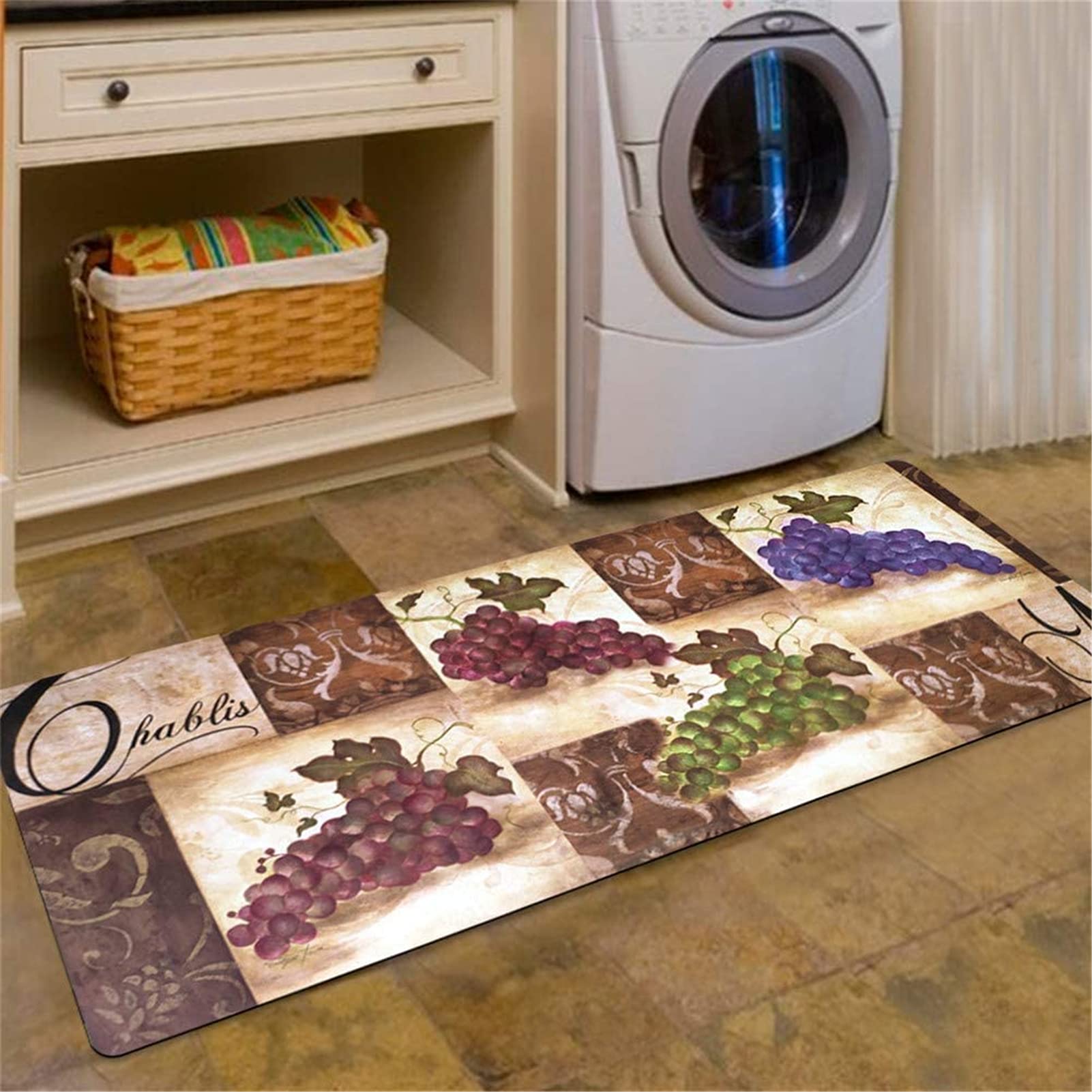 ABREEZE Laundry Room Rug 20"x59", Laundry Mats Washable Farmhouse Mat Floor Runners for Bath Room Carpet Kitchen Mats(Grape)