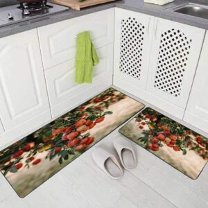 fullentiart kitchen rugs and mats,comfort kitchen rugs kitchen rugs non skid washable rug kitchen floor red apple tree in autumn fruit garden 2 pieces 17x48+17x24 inches