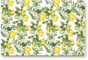 summer lemon green leaves bathroom rugs soft bath rugs non slip, washable cover floor rug absorbent carpets floor mat home decor for kitchen bedroom (16x24)