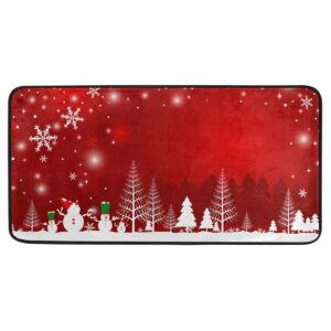 kitchen rugs christmas tree snowman design non-slip soft kitchen mats bath rug runner doormats carpet for home decor, 39" x 20"