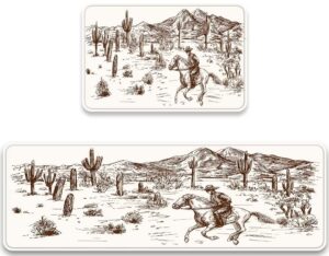 kitchen rug set of 2 western country theme of american wild west desert cowboy comfort standing mat chef floor mats washable doormat anti fatigue non-slip kitchen runner rugs bedroom area carpet