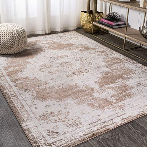 JONATHAN Y MDP400B-3 Alhambra Ornate Medallion Modern Indoor Area -Rug Vintage Bohemian Easy -Cleaning Bedroom Kitchen Living Room Non Shedding, 3 ft x 5 ft, Brown/Cream