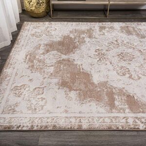 JONATHAN Y MDP400B-3 Alhambra Ornate Medallion Modern Indoor Area -Rug Vintage Bohemian Easy -Cleaning Bedroom Kitchen Living Room Non Shedding, 3 ft x 5 ft, Brown/Cream