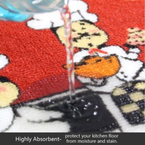 Wolala Home 2pcs Chefs Man Kitchen Rugs for Wood Floors Red Machine Washable Non-Slip Kitchen Rug Sets (1'3x2'0+1'3x4'0)