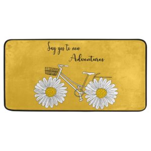 susiyo kitchen mat sunflower daisy bicycle kitchen rug mat anti-fatigue comfort floor mat non slip oil stain resistant easy to clean kitchen rug bath rug carpet for indoor outdoor doormat