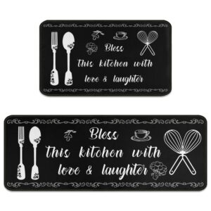 black kitchen with love kitchen rugs 2pcs kitchen floor mats for restaurant kitchen farmhouse floor decor non slip washable standing kitchen runner mats 17"x30"+17"x47"