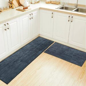 kitchen mats set of 2 kitchen rugs washable non-slip runner rug doormat microfiber mat sets for kitchen, floor, laundry, bathroom, living room, sink, front door, entrance ,17.3 x 30.6/17.3 x 47.3in