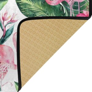 Flamingo Kitchen Rug Pink Kitchen Mats Floor Tropical Bird Soft Non Slip Anti Fatigue Bath Rug Runner Doormats Carpet for Home Decor 39 X 20 in