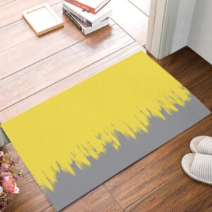 yellow and grey oil painting texture indoor doormat bath rugs non slip, washable cover floor rug absorbent carpets floor mat home decor for kitchen bedroom modern contemporary abstract art (16x24)