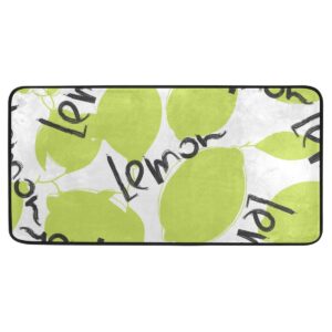 kitchen rugs green lime and lemon design non-slip soft kitchen mats bath rug runner doormats carpet for home decor, 39" x 20"