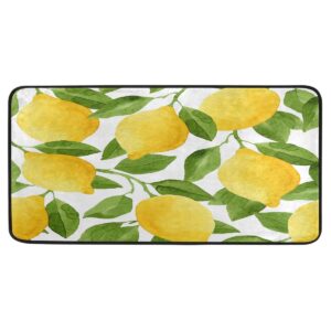 kitchen rugs lemon yellow tree design non-slip soft kitchen mats bath rug runner doormats carpet for home decor, 39" x 20"