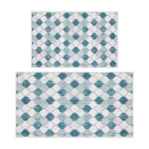 sussex home non skid washable kitchen runner rugs set of 2 - ultra-thin lattice area rugs for laundry room, entryway, bathroom - multipurpose set of 44 x 24 and 31.5 x 20 inches floor mats