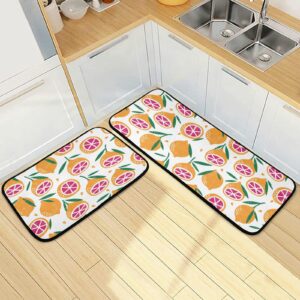 DOMIKING Citrus Lemon Kitchen Mats 2 Pieces Non-Slip Anti Fatigue Kitchen Rugs and Mats Set for Floor Cushioned Standing Mats Area Rug Runner for Hallyway Kitchen Bedroom