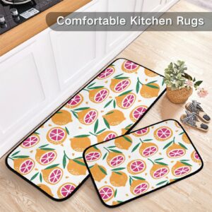 DOMIKING Citrus Lemon Kitchen Mats 2 Pieces Non-Slip Anti Fatigue Kitchen Rugs and Mats Set for Floor Cushioned Standing Mats Area Rug Runner for Hallyway Kitchen Bedroom