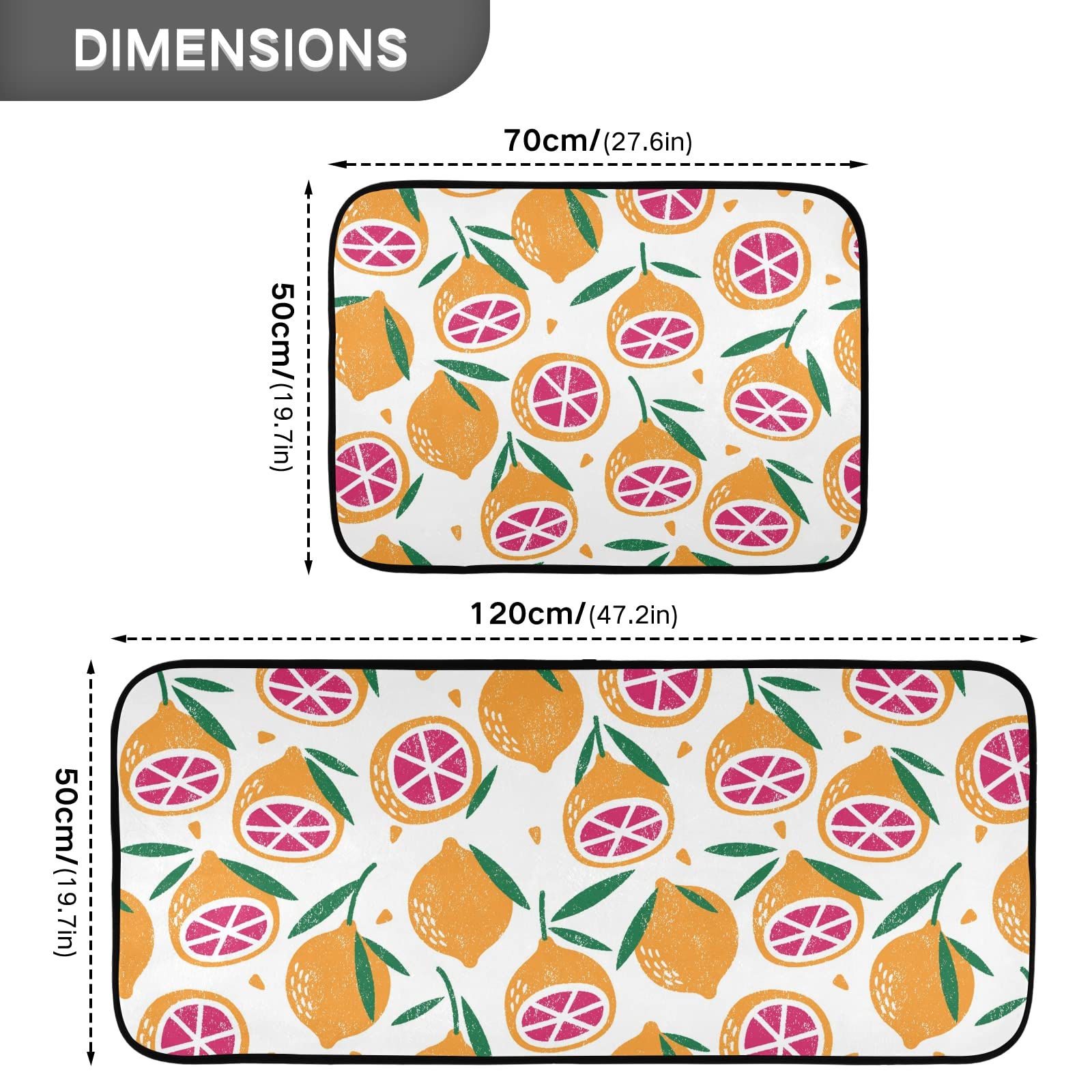 DOMIKING Citrus Lemon Kitchen Mats 2 Pieces Non-Slip Anti Fatigue Kitchen Rugs and Mats Set for Floor Cushioned Standing Mats Area Rug Runner for Hallyway Kitchen Bedroom