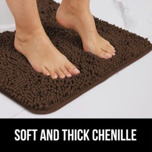 Gorilla Grip Bath Rug and Area Rug Set, Bath Rug Size 24 x 17 in, Shaggy Machine Washable Mats, Area Rug Set Size 22 x 19 x 15 in and 30x20, Absorbent Washable Mats, Both in Brown, 2 Item Bundle