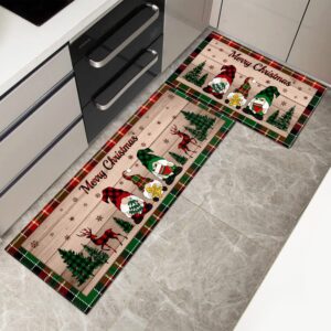 Christmas Kitchen Rugs Christmas Rug Christmas Kitchen Decor Christmas Gnomes Buffalo Border Christmas Kitchen Mat Christmas Mat Kitchen Runner Rugs Comfort Home Decor Non-Slip Floor Mat Doormat