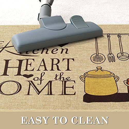 comfoyar Kitchen Rugs Set, 2 Pieces Kitchenware Style Non Slip Kitchen Mat, Easy to Clean Comfort Standing Mats for Kitchen, Home, Office, Laundry (16"x24" + 16"x47")