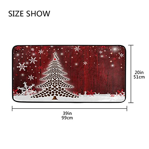 Kitchen Rugs Christmas Tree with Coffee Beans Design Non-Slip Soft Kitchen Mats Bath Rug Runner Doormats Carpet for Home Decor, 39" X 20"