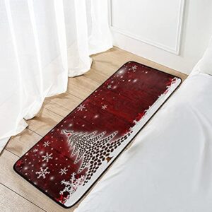 Kitchen Rugs Christmas Tree with Coffee Beans Design Non-Slip Soft Kitchen Mats Bath Rug Runner Doormats Carpet for Home Decor, 39" X 20"