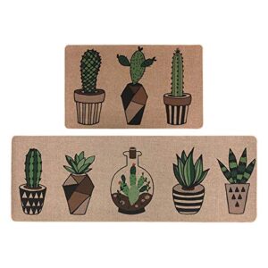 kitchen mats for floor 2 piece non skid kitchen floor mats anti fatigue mat kitchen rubber back absorbent kitchen rug set cactus green kitchen rugs for doormat bathroom 17''x29''+17''x47'