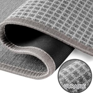 Hargiis Kitchen Mat 2PCS, Rubber Non-Skid Kitchen Rugs Washable, Absorbent Runner Mat for Floor, Machine Washable Mats for in Front of Sink, Door, Laundry, Entrance, Home (Grey, 47"×17"+32"×17")