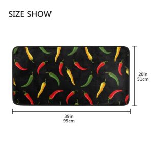 susiyo Anti fatigue Kitchen Mat Red Green Yellow Chili Pepper Kitchen Floor Mat Non Slip Kitchen Rugs Cushioned Comfort Standing Mat Area Rugs Indoor Outdoor Entry Rug Floor Carpet?for Home 39x20 in