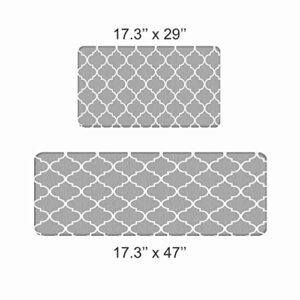 2 PCS Kitchen Mats Cushioned - Kitchen Rugs Comfort Standing Desk Mat & Rugs - Heavy Duty PVC Ergonomic Rug for Kitchen, Floor Home, Office - Gray