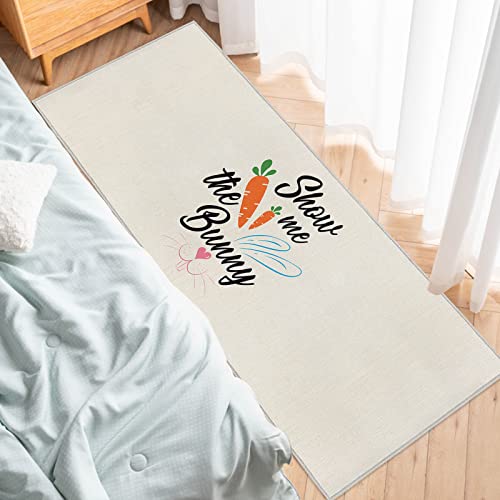 Kitchen Rugs and Mats Easter Show Me The Bunny Carrots Floor Mats Non-Slip Doormat Washable Kitchen Runner Rug for Kitchen Floor Home Office Sink Laundry (19.7"x47.2")