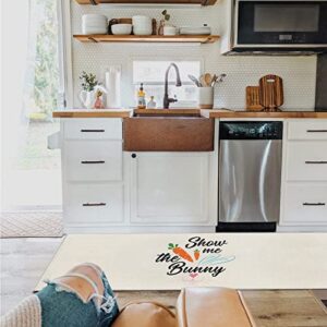 Kitchen Rugs and Mats Easter Show Me The Bunny Carrots Floor Mats Non-Slip Doormat Washable Kitchen Runner Rug for Kitchen Floor Home Office Sink Laundry (19.7"x47.2")