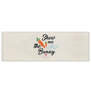 Kitchen Rugs and Mats Easter Show Me The Bunny Carrots Floor Mats Non-Slip Doormat Washable Kitchen Runner Rug for Kitchen Floor Home Office Sink Laundry (19.7"x47.2")