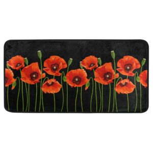 agona anti fatigue kitchen mat red poppy flower in black kitchen floor mat soft standing mats absorbent area rugs non slip kitchen rugs bath rug runner carpet for home decor indoor outdoor