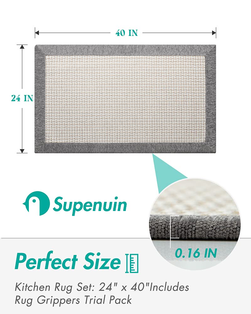 SUPENUIN Kitchen Rugs Washable, Kitchen Floor Mats for in Front of Sink Absorbent Kitchen Mat, Kitchen Area Rugs Non Skid Washable, Runner Rugs for Kitchen Floor