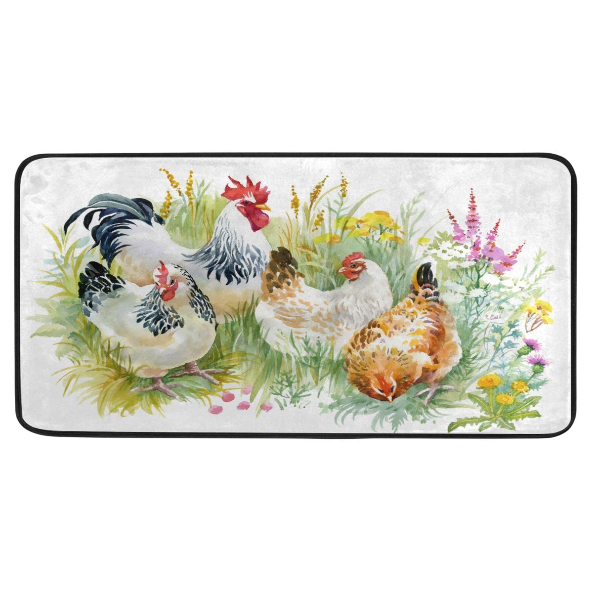 Chicken and Rooster Kitchen Mat Rugs Cushioned Chef Soft Floor Mats Washable Doormat Bathroom Runner Area Rug Carpet