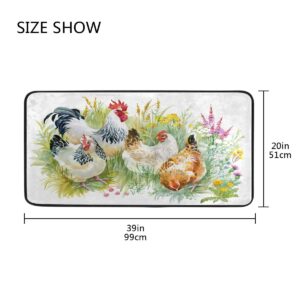 Chicken and Rooster Kitchen Mat Rugs Cushioned Chef Soft Floor Mats Washable Doormat Bathroom Runner Area Rug Carpet