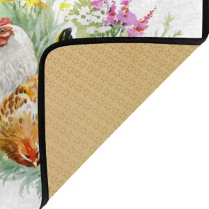 Chicken and Rooster Kitchen Mat Rugs Cushioned Chef Soft Floor Mats Washable Doormat Bathroom Runner Area Rug Carpet