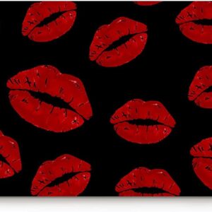 Sexy Red Lips Black Background Bathroom Rugs Soft Bath Rugs Non Slip, Washable Cover Floor Rug Absorbent Carpets Floor Mat Home Decor for Kitchen Bedroom Decorations Mats 17x30 Inch