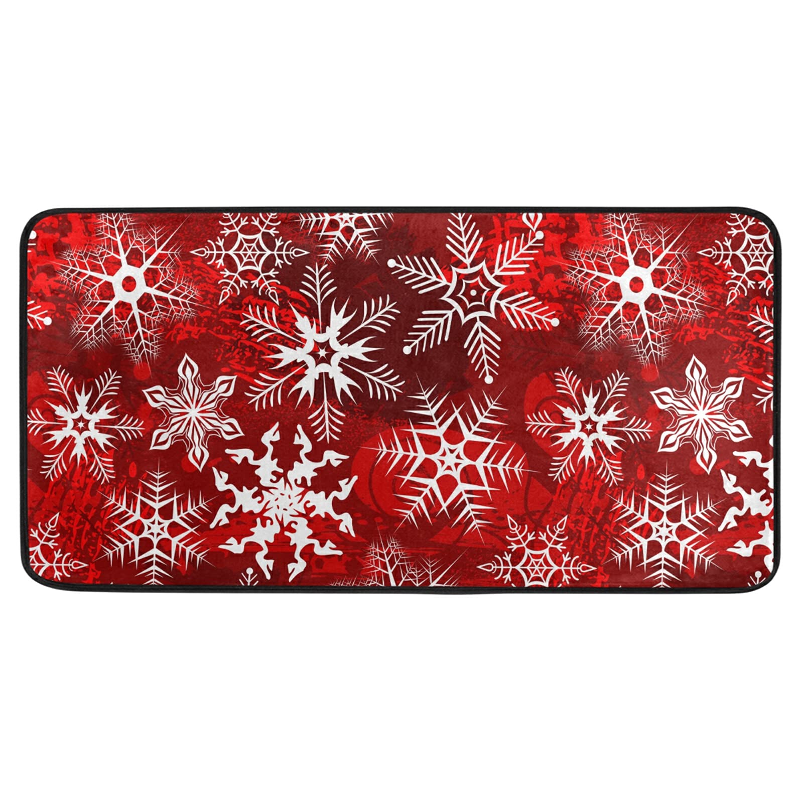 senya Christmas Rug Kitchen Rugs Runner Christmas Red Pattern with Snowflakes Flower Doormat Bath Rugs Non Slip Area Rugs for Bathroom Kitchen Indoor 39" X 20"