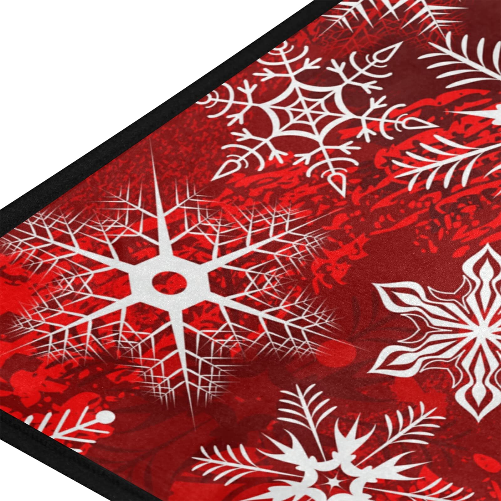 senya Christmas Rug Kitchen Rugs Runner Christmas Red Pattern with Snowflakes Flower Doormat Bath Rugs Non Slip Area Rugs for Bathroom Kitchen Indoor 39" X 20"