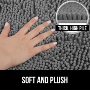 Gorilla Grip Bath Rug and Area Rug Set, Bath Rug Size 36 x 24 in, Shaggy Machine Washable Mats, Area Rug Set Size 22 x 19 x 15 in and 30x20, Absorbent Washable Mats, Both in Gray, 2 Item Bundle