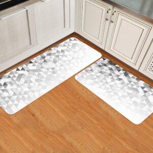 geometric kitchen rugs and mats non skid washable cushioned kitchen mat anti fatigue mat kitchen set of 2 waterproof ombre grey mosaic triangle pattern modern art