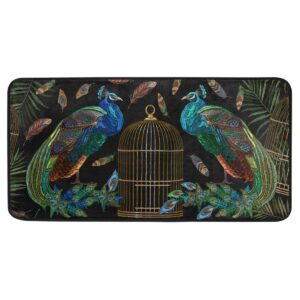 susiyo kitchen mat beautiful peacock bird kitchen rug mat anti-fatigue comfort floor mat non slip oil stain resistant easy to clean kitchen rug bath rug carpet for indoor outdoor doormat