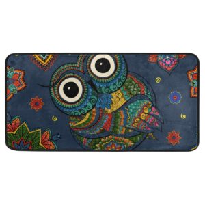 animal owl flower kitchen rug mat non slip anti fatigue standing mat runner rug washable for kitchen bathroom, 16x24 inch