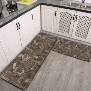 rocxemly coffee kitchen mat set of 2 kitchen rug sets 17 inches x48 inches +17 inches x24 inches comfort standing mats waterproof stain resistance non slip kitchen carpet