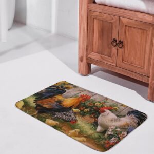 apular Rooster Hens Chicks Bath Rugs Absorbent Non Slip Door Mats Soft Carpet Washable Doormat for Kitchen Bathroom Entry Way Decor Accessories 16x24 Inch