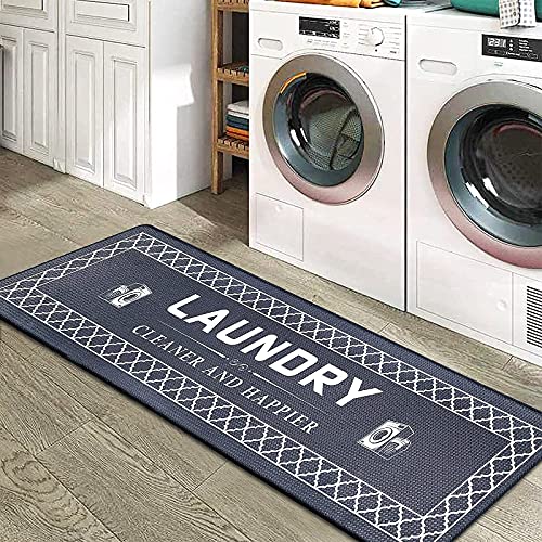 Runner Rug, 17"x59" Laundry Room Rug Memory Foam Cushioned Laundry Rugs and Mats PVC Water Proof Carpet No-Slip Anti Fatigue Floor Mat for Laundry Room,Kitchen（Black）