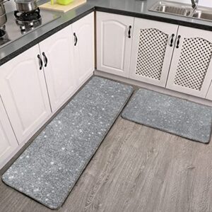 silver glitter sparkles kitchen rugs set water absorb microfiber non-slip kitchen rug bathroom mat doormat carpet for laundry