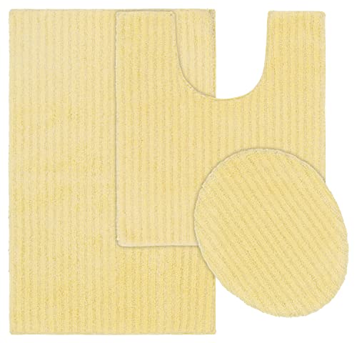 Garland Rug Sheridan. Plush Washable Nylon Bath Rug, 3-Piece Rug Set, Rubber Ducky Yellow