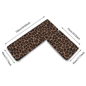 YouTary Cool Cheetah Leopard Pattern Kitchen Rug Set 2 PCS Floor Mats Washable Non-Slip Soft Flannel Runner Rug Doormat Carpet for Kitchen Bathroom Laundry